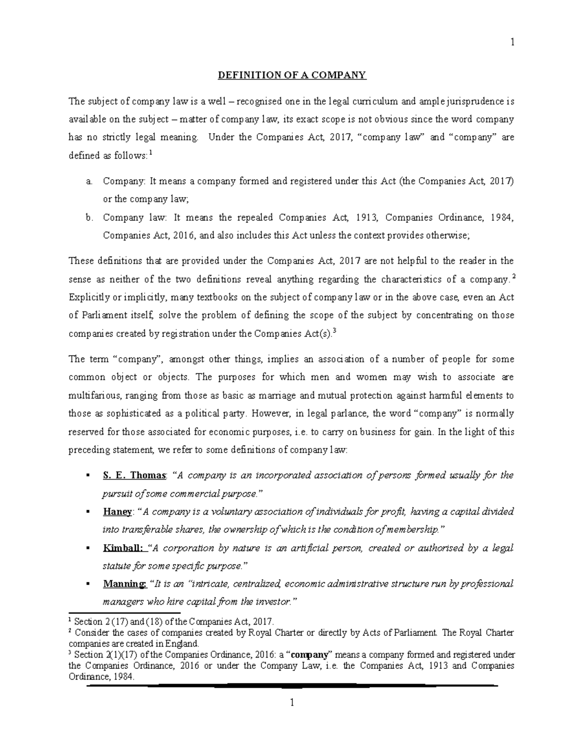 Company Definition - 1 DEFINITION OF A COMPANY The subject of company ...