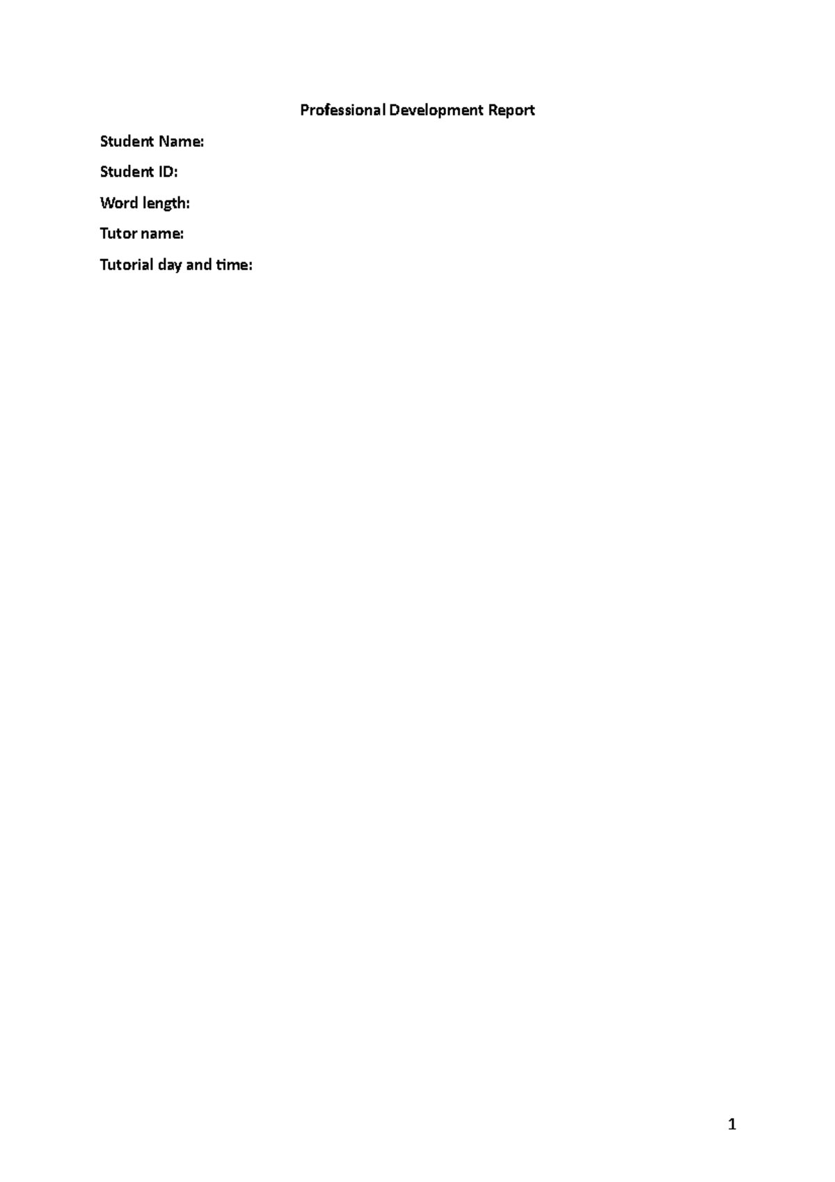 Professional development report - MGMT1001 - Professional Development ...