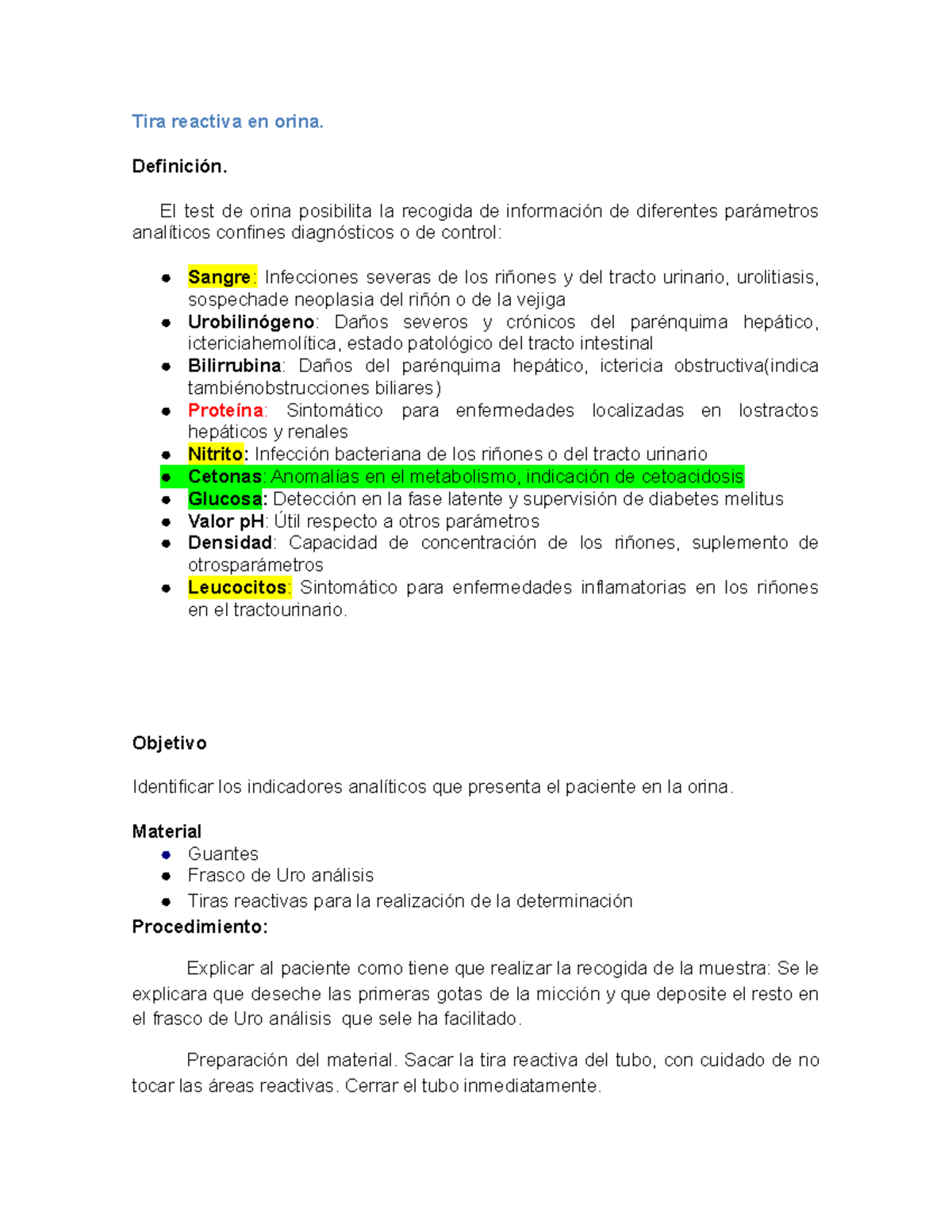 Tira reactiva en orina - Definición. El test de orina posibilita la ...