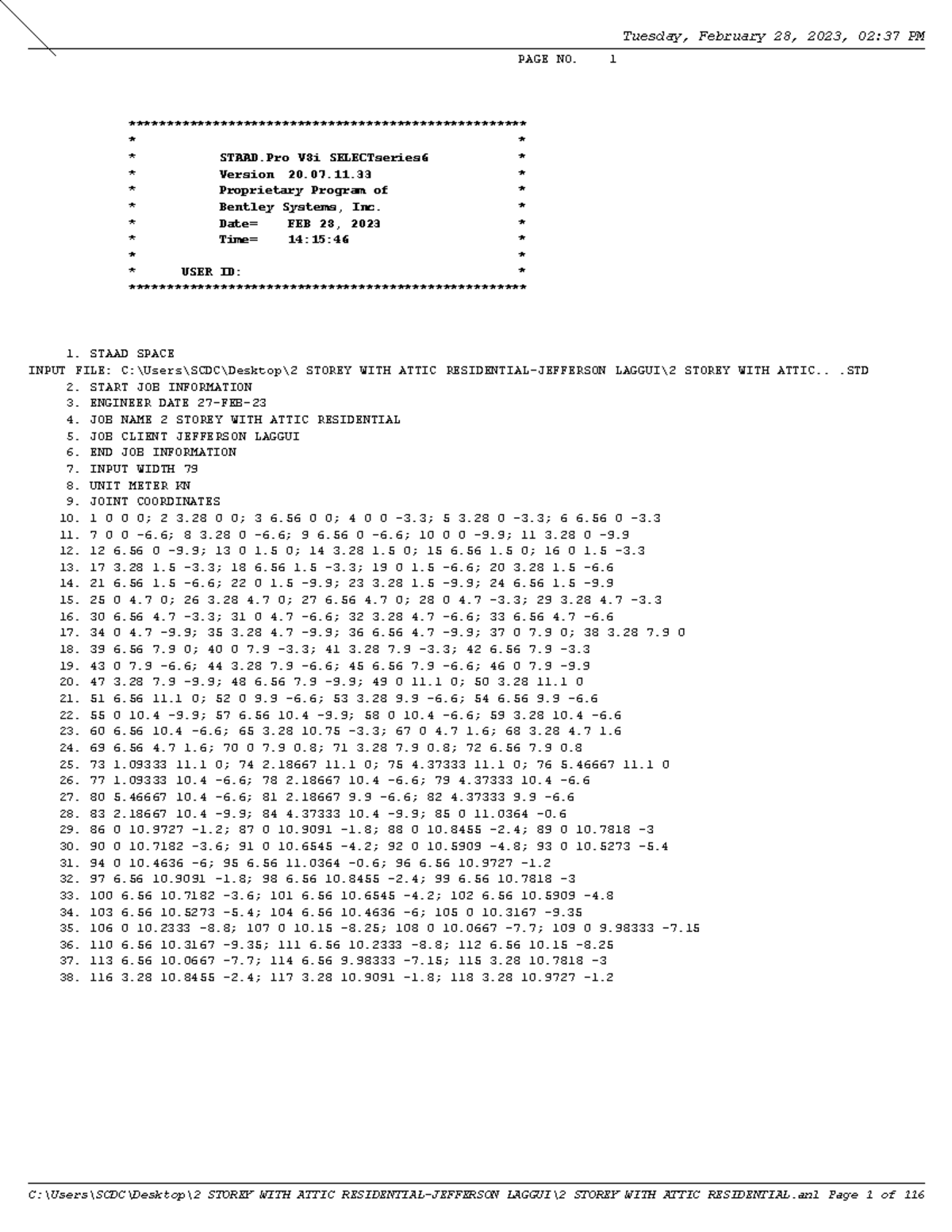 Struct - USCS – Unified Soil Classification System - PAGE NO. 1 STAAD ...