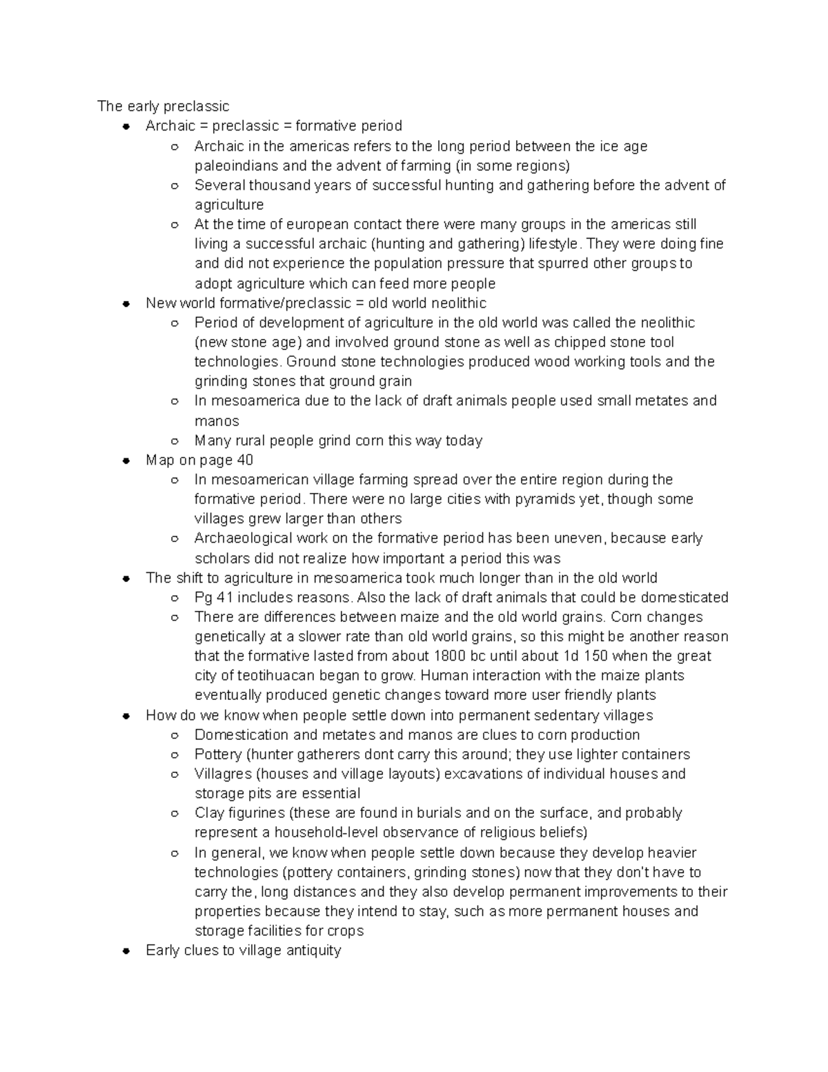 The preclassic period, early villagers - The early preclassic Archaic ...