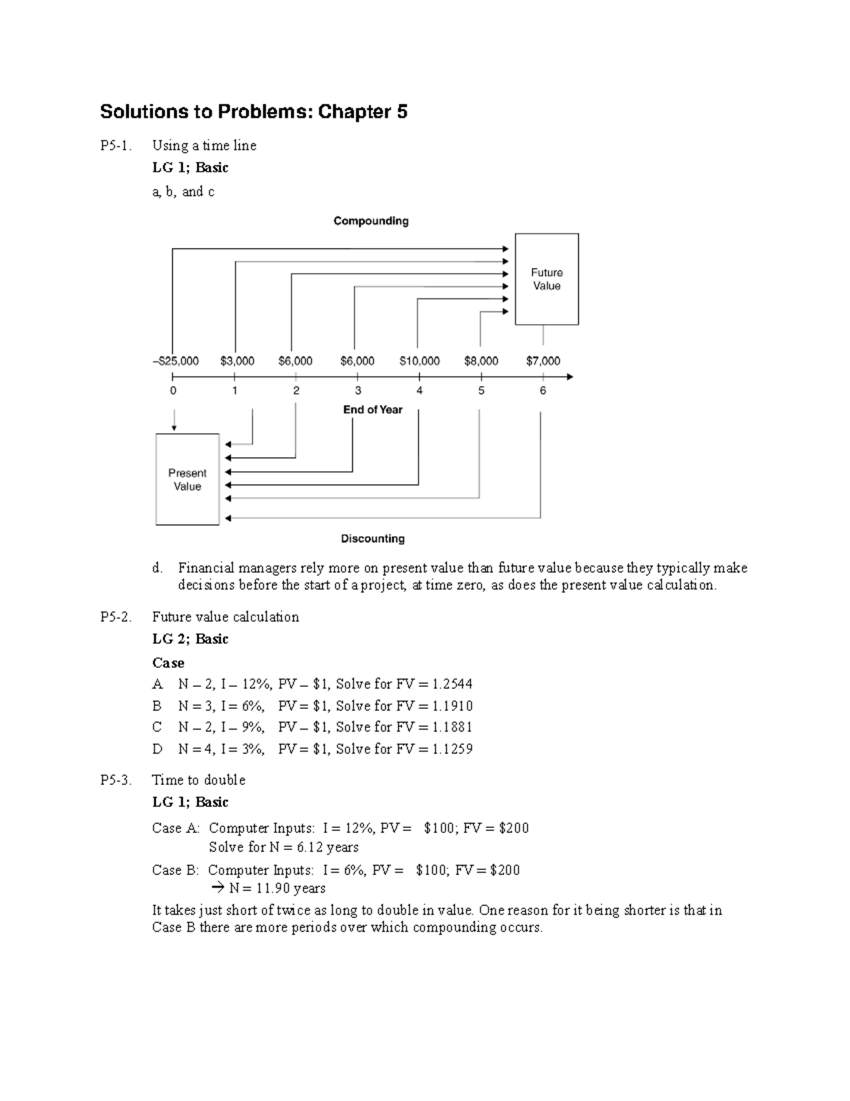 Chapter 5 Solutions - Solutions to Problems: Chapter 5 P5-1. Using a time line LG 1; Basic a, b ...