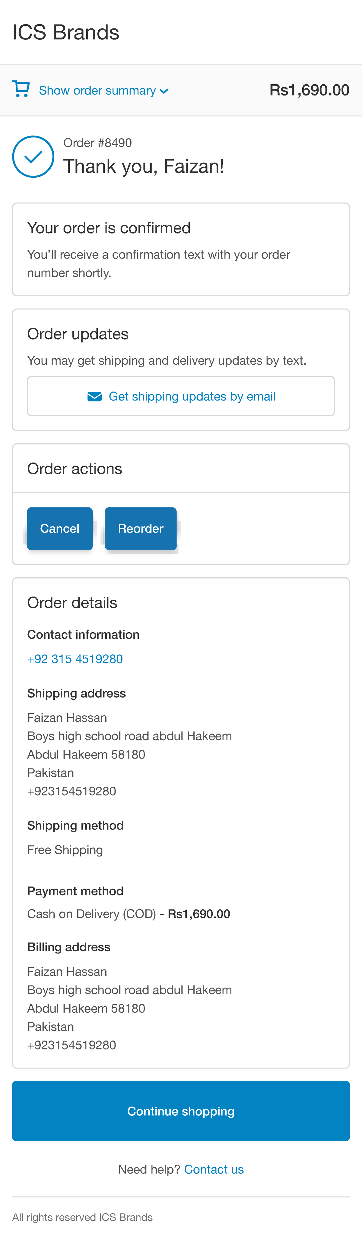 Thank you for your purchase - ICS Brands - Checkout - ICS Brands Show ...