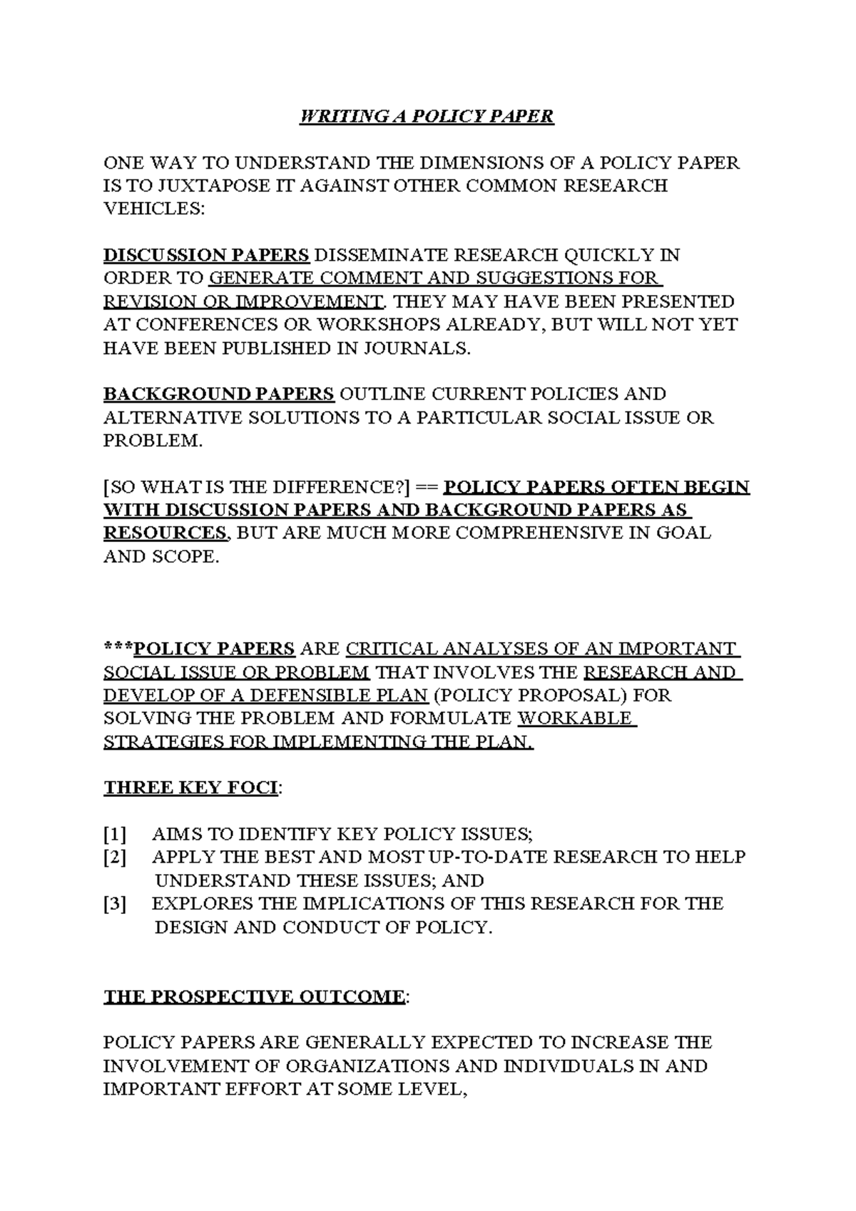 Writing A Policy Paper - helps in mun - WRITING A POLICY PAPER ONE WAY ...
