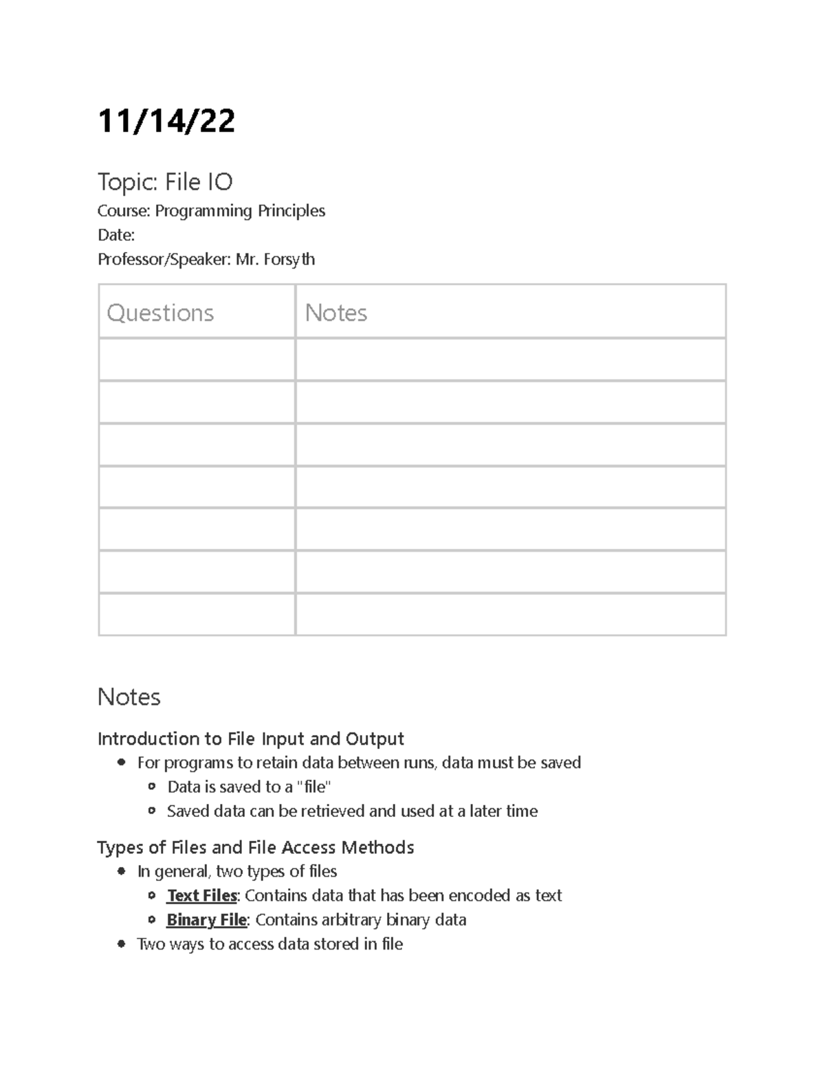 111422 - William Forsyth - 11/14/ Topic: File IO Course: Programming ...