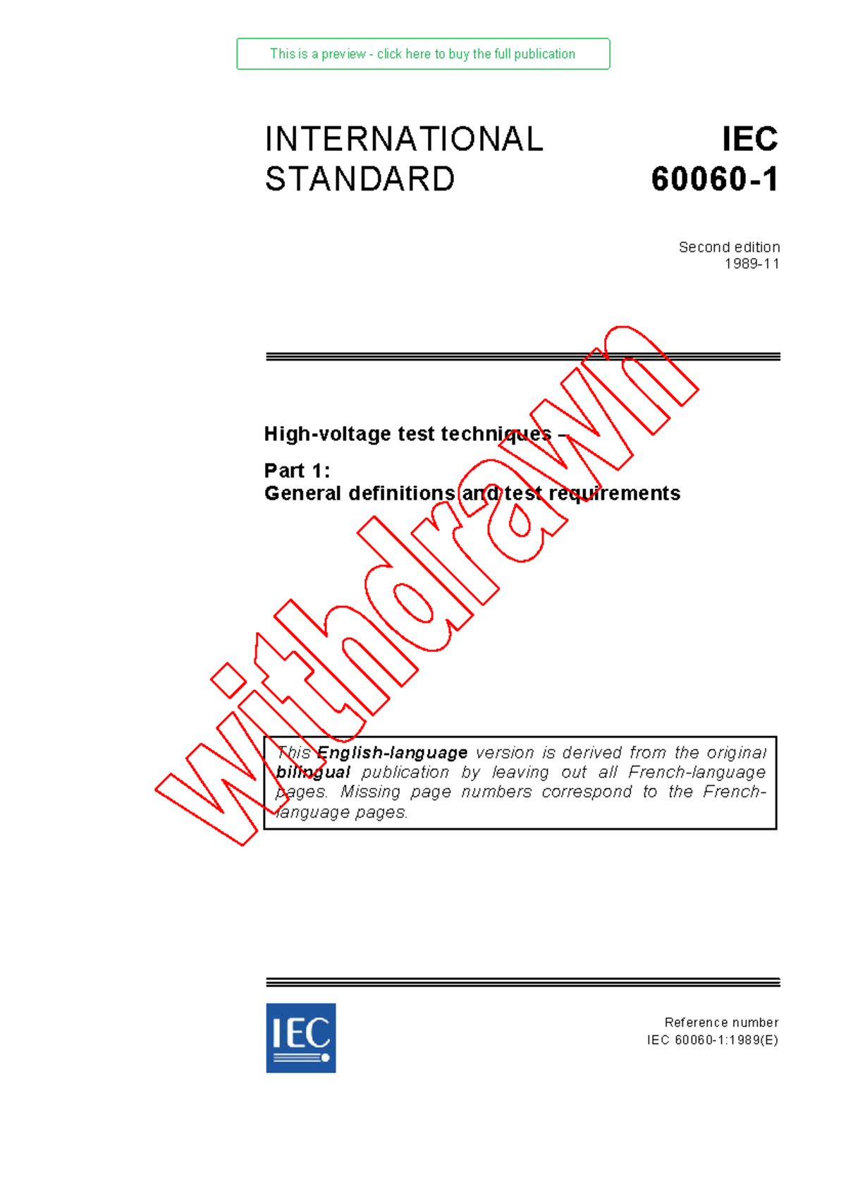 Info iec60060-1{ed2 - Motores - This is a preview click here to buy the ...