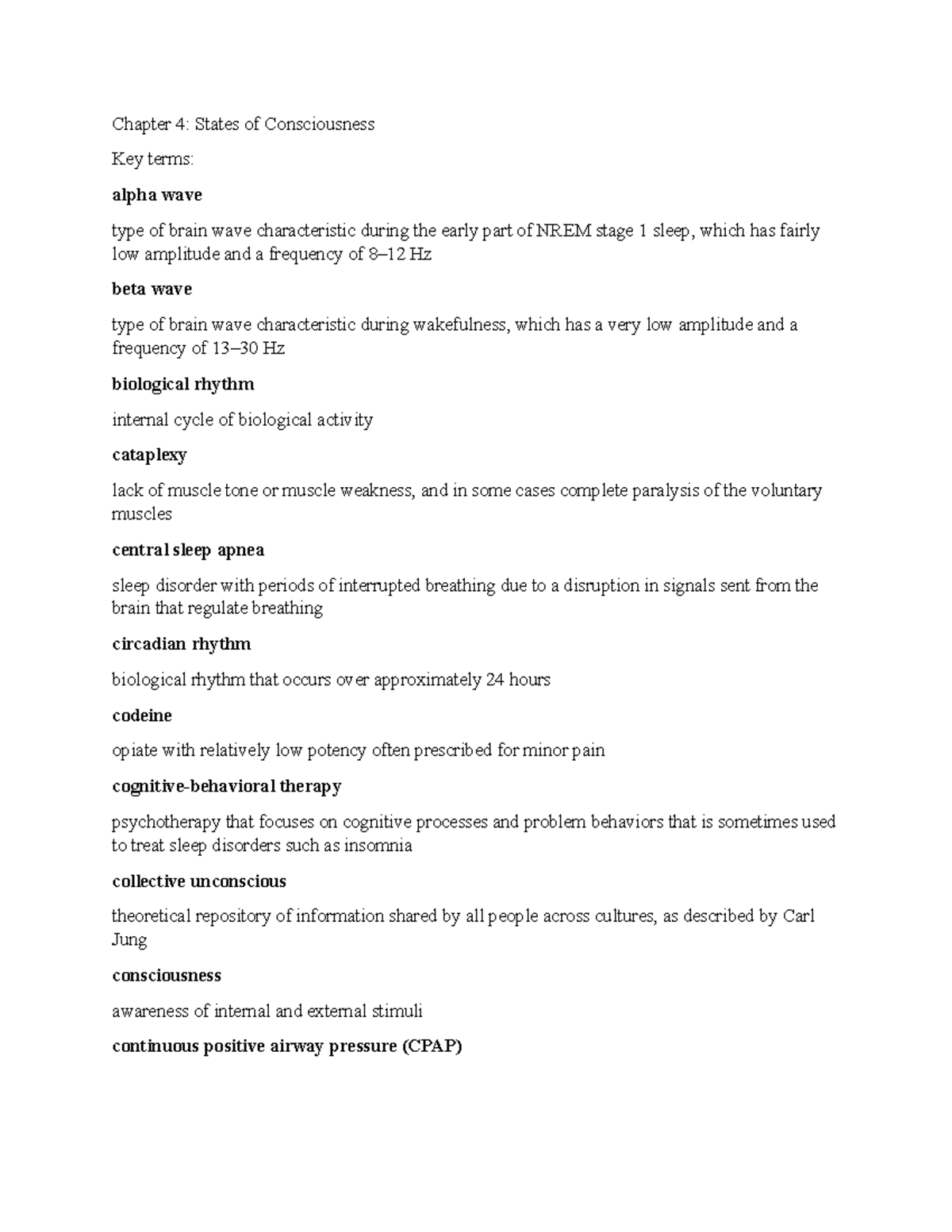Chapter4Statesof Consciousness key terms chapter summary practice ...