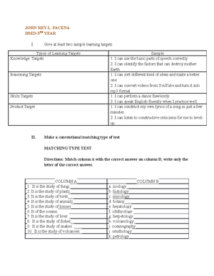 Types OF Essay EXAM - JOHN REY L. PACENA BSED- 3RD YEAR ACTIVITY 7 Make ...