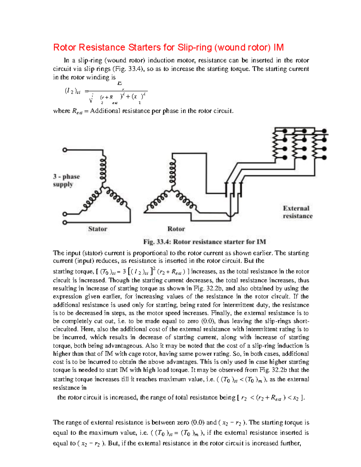 AC-6 - Lecture notes 3 - Rotor Resistance Starters for Slip-ring (wound ...