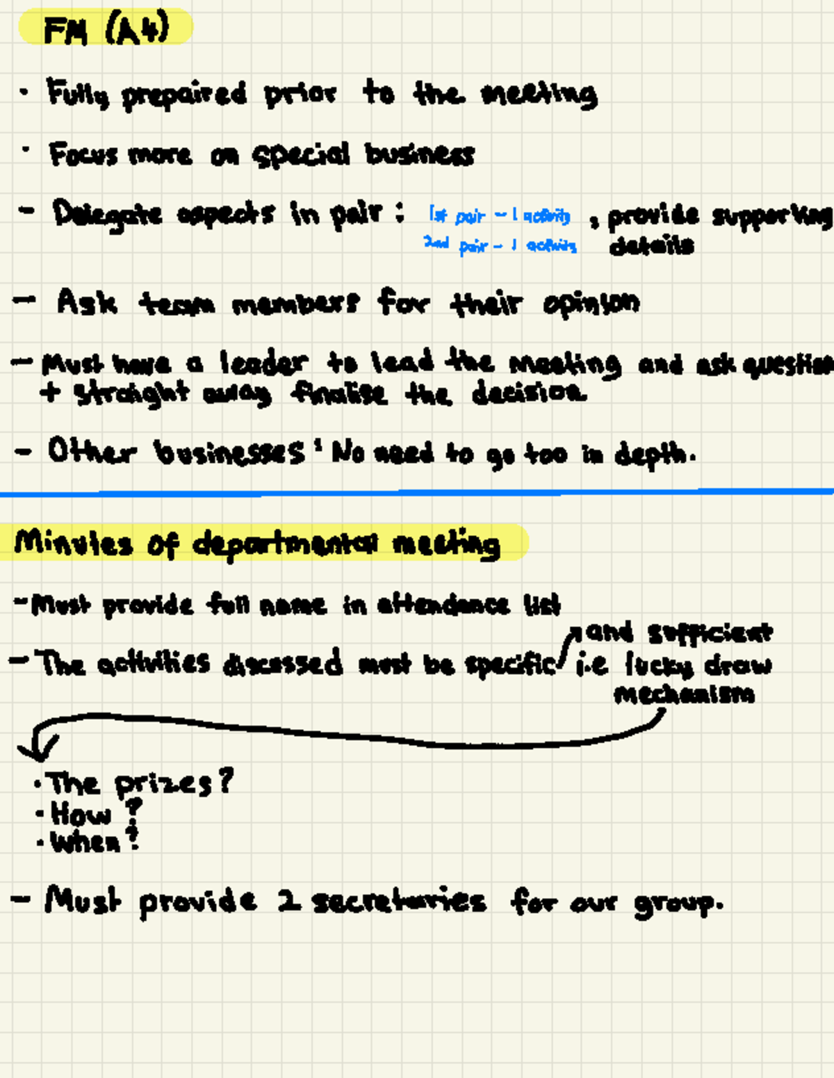 FORMAL MEETING NOTES - FM(H4) · Fully prepaired prior to the meeting ...