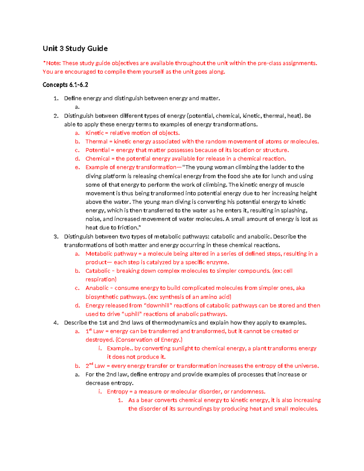 Unit 3 Study Guide - Unit 3 Study Guide *Note: These study guide ...