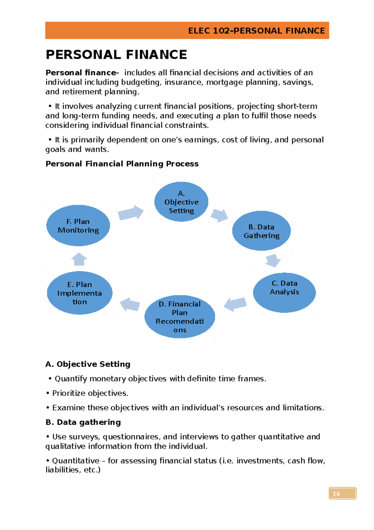 Elec 102 - Lecture notes for Personal Finance - PERSONAL FINANCE ...