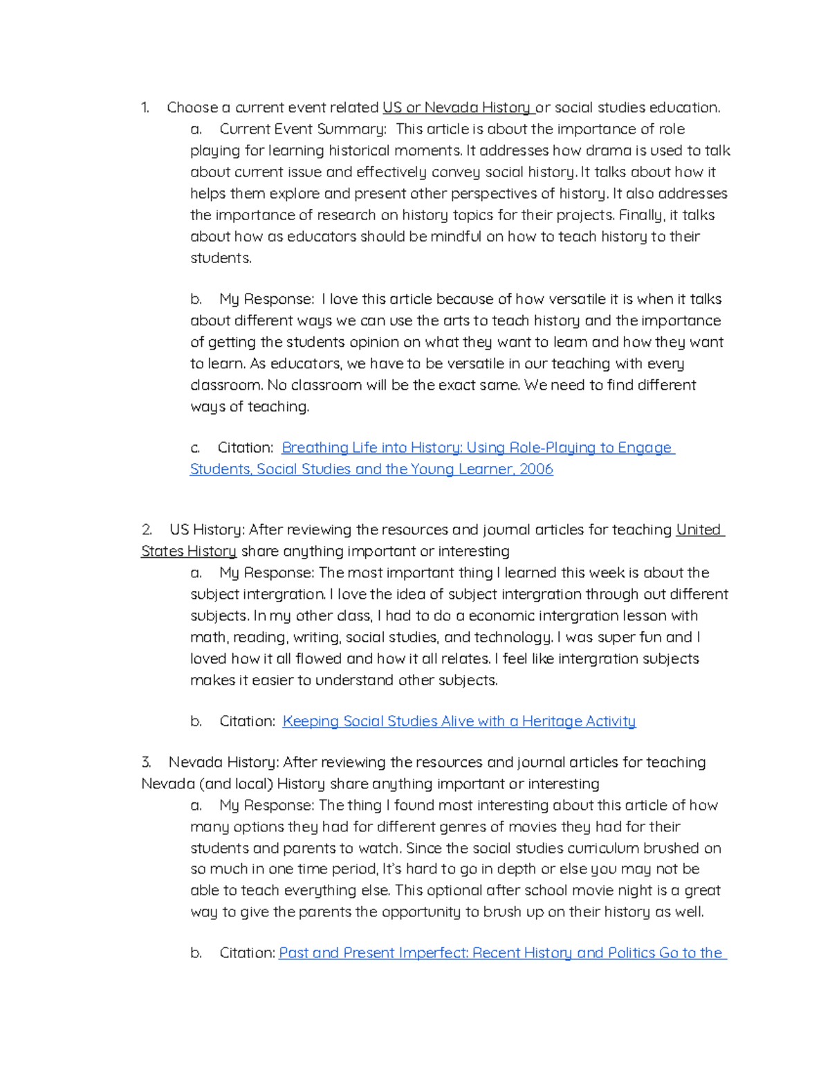 Weeks 10 & 11 Questions for Reflection US & Nevada History - Choose a ...