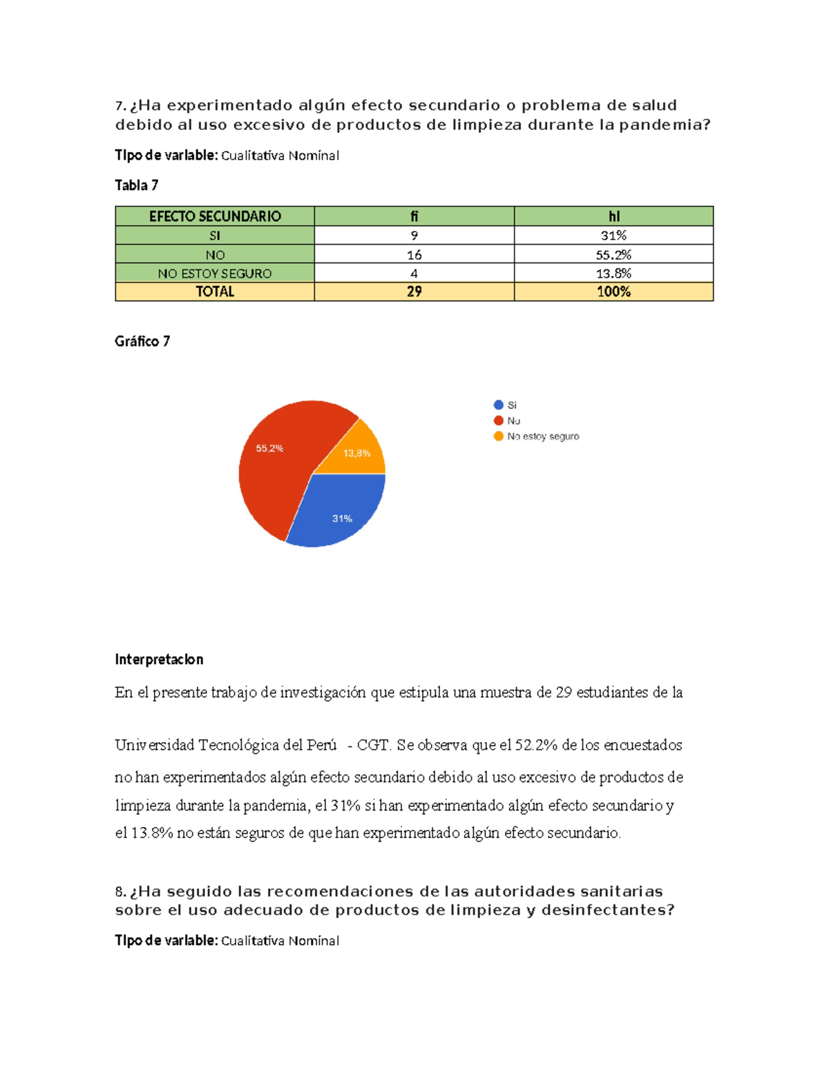 Avance 2 tablas de fre 7y8 - 7. ¿Ha experimentado algún efecto ...