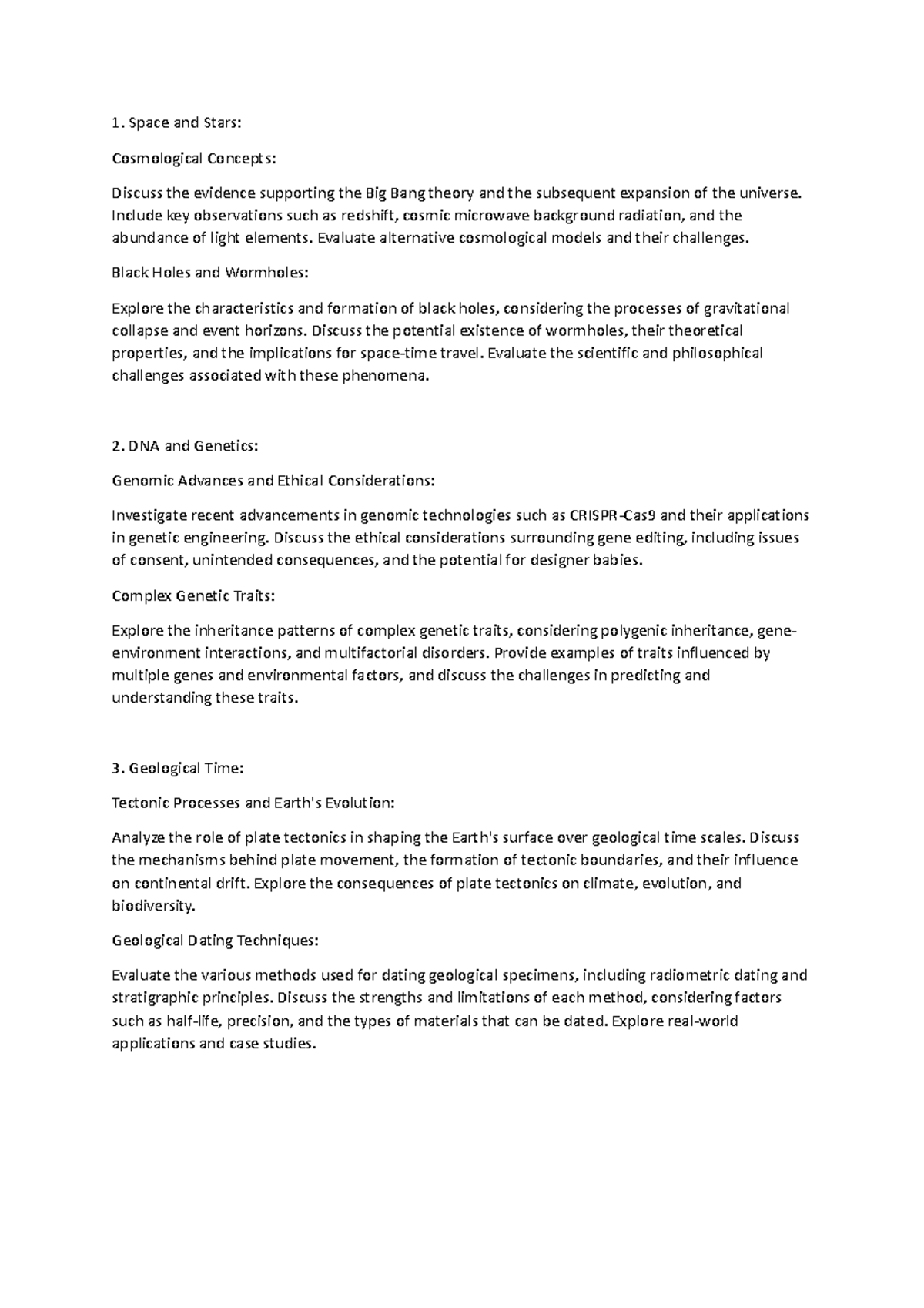 Long response questions science - Space and Stars: Cosmological ...