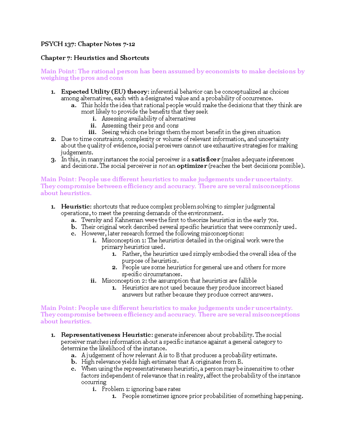 PSYC 137 Chapter 7-12 - Summary Social Cognition: From Brains to ...