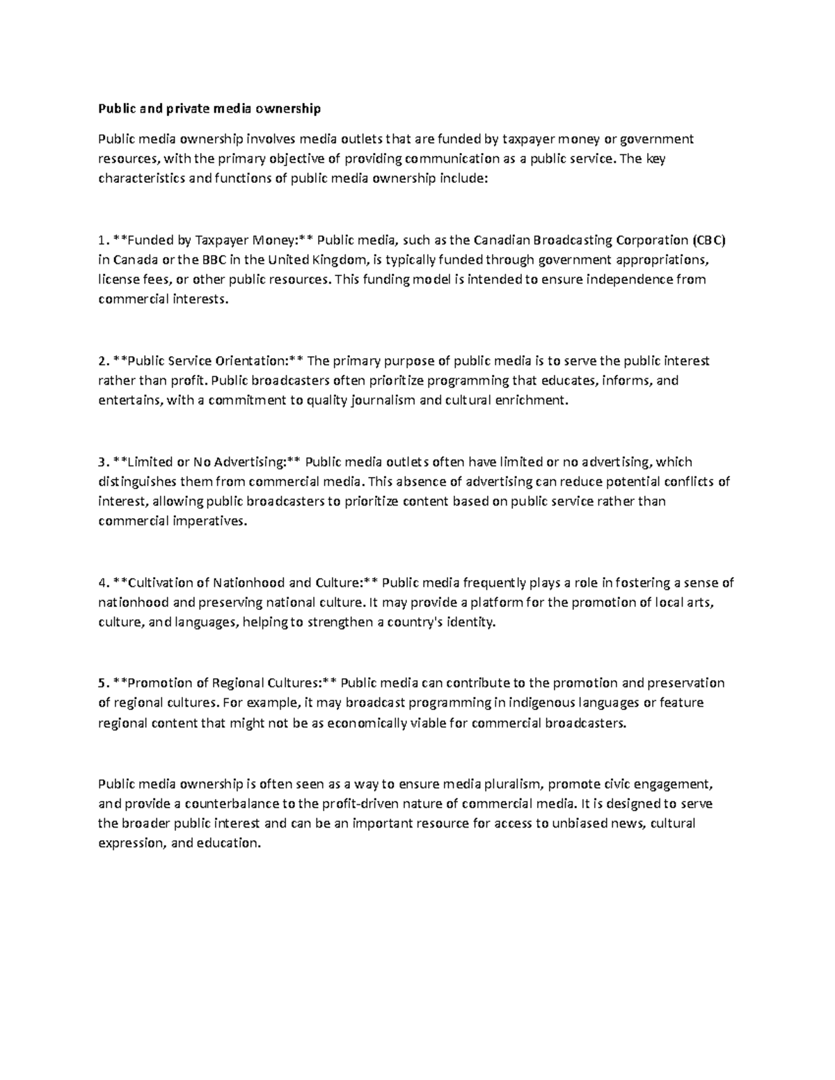 L19 - Public ownership - Public and private media ownership Public ...