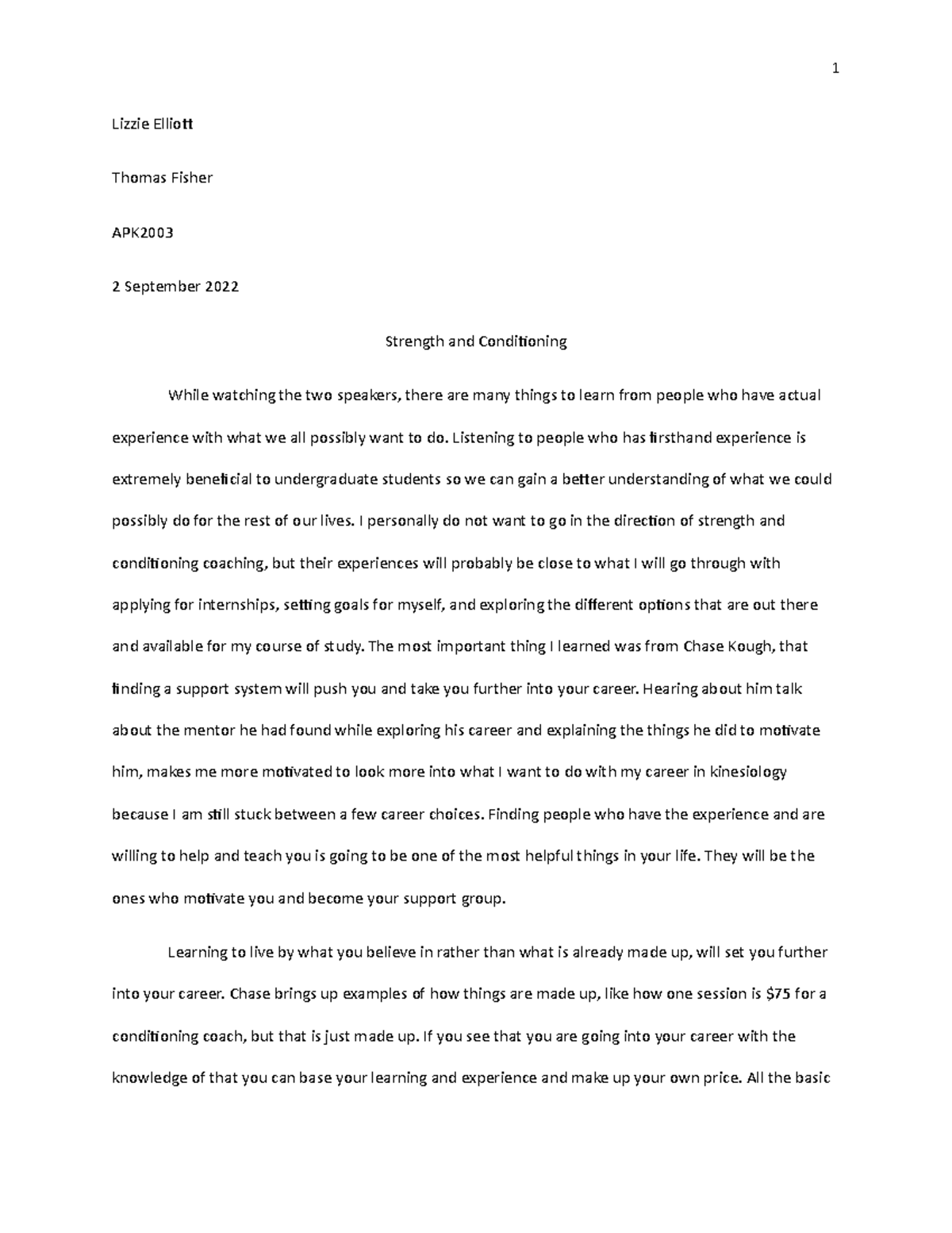Strength and Conditioning assignment - 1 Lizzie Elliot Thomas Fisher ...