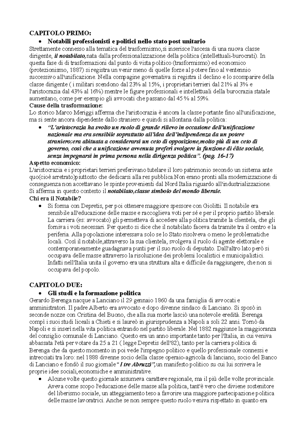 Gerardo berenga - CAPITOLO PRIMO: Notabili professionisti e politici ...