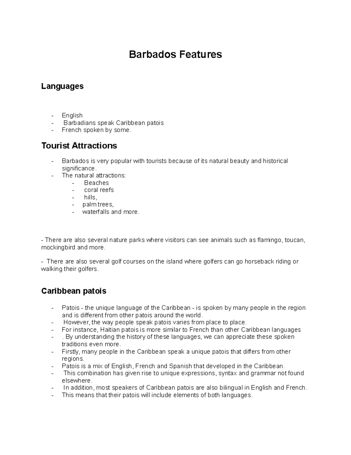 Barbados Features - Barbados Features Languages English Barbadians ...