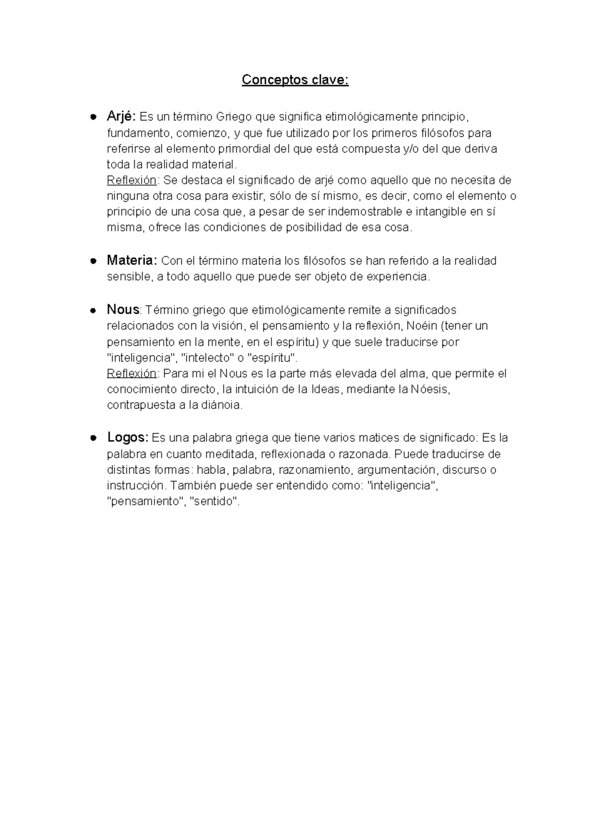 Conceptos clave 56 - Conceptos clave: Arjé: Es un término Griego que ...