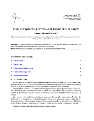 Taller EDO DE Primer Orden - TALLER EDO DE PRIMER ORDEN SARAH VALENTINA ...
