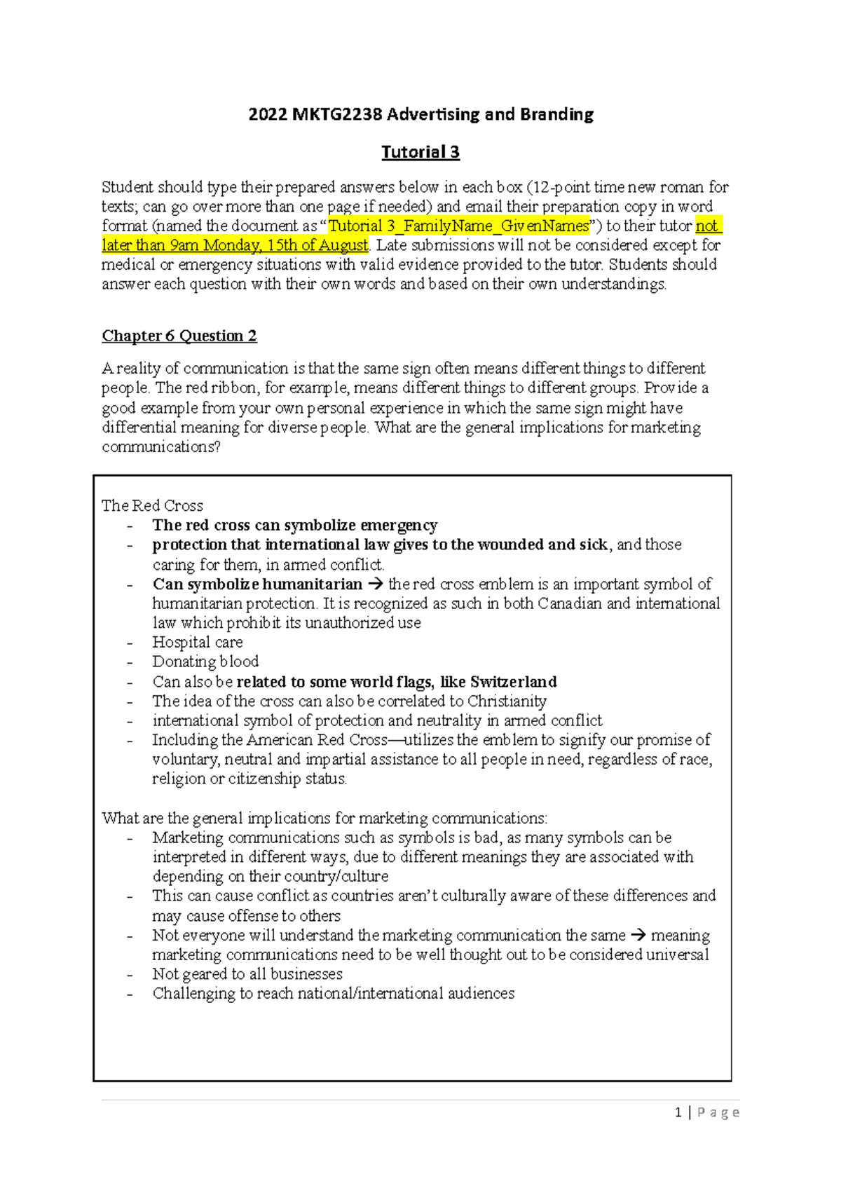 Tutorial 3 MKTG2238 - 2022 MKTG2238 Advertising and Branding Tutorial 3 ...