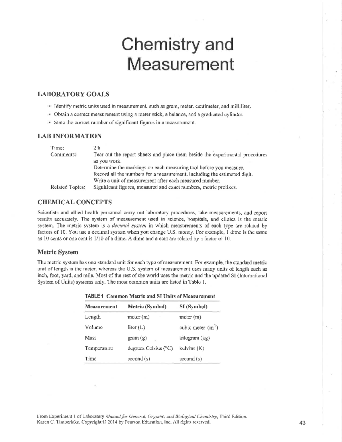 Chemistry and Measurement sheet - Studocu