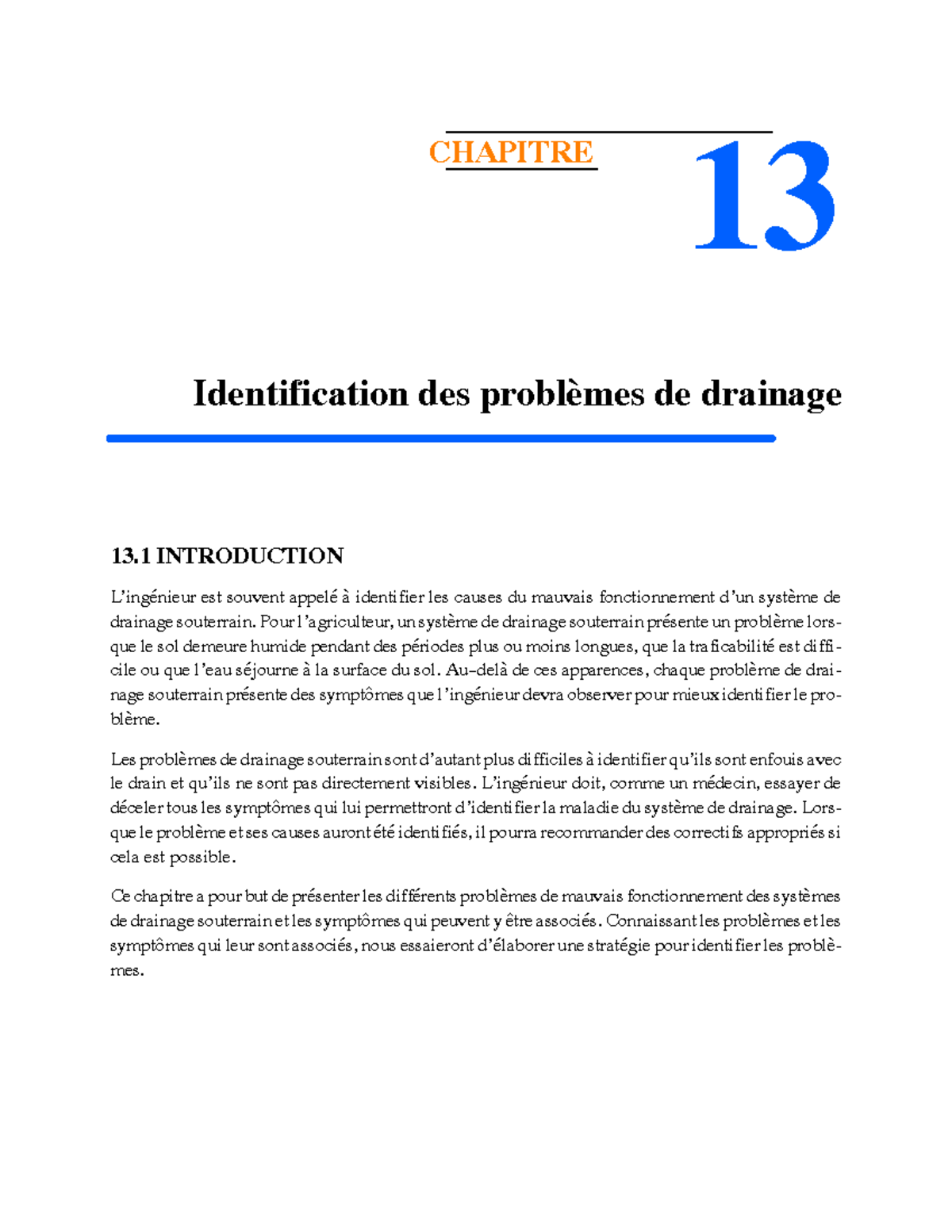 CH 13 Prob - CH-13 Identification des problèmes de drainage - - Studocu