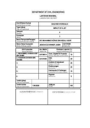 Assignment 1 - Civil engineering - UTHM - Studocu