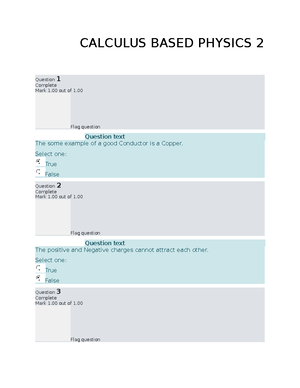 Calculus-Based Physics 2 - Prelim quiz 1: Magnetic Field is an ...