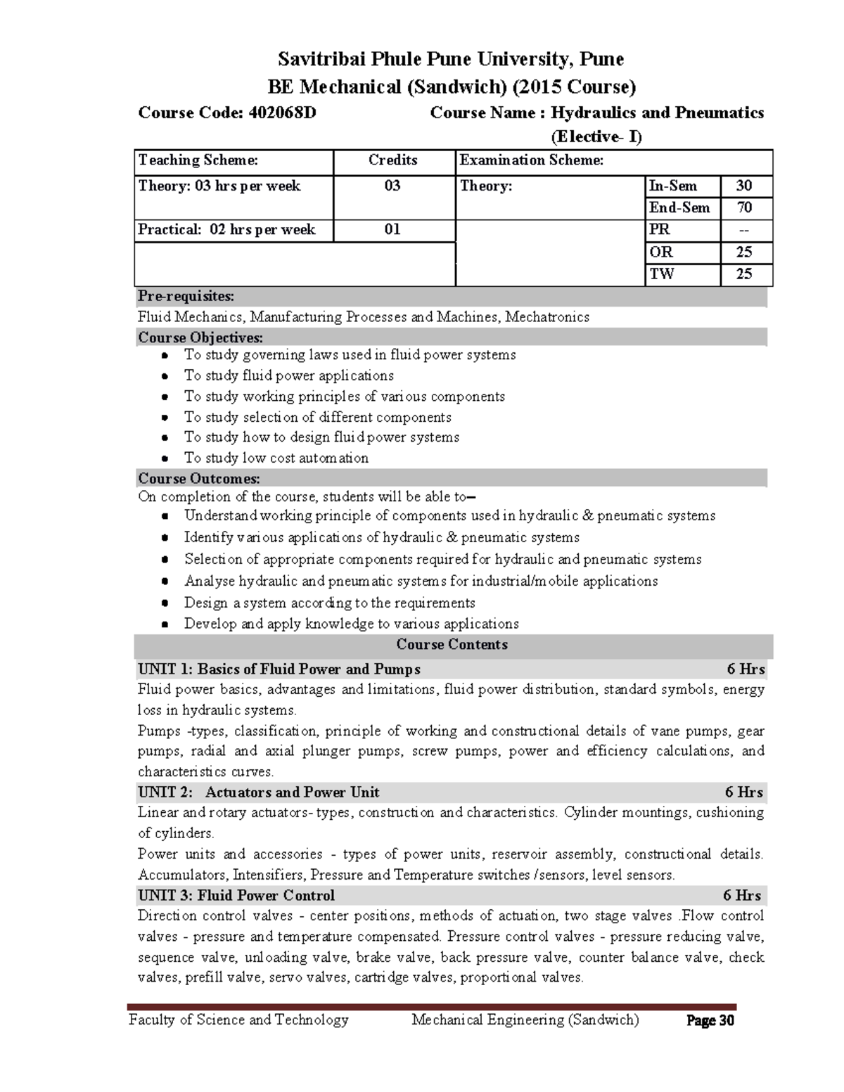 BE MSW Elective 1 - Syllabus - Faculty of Science and Technology ...