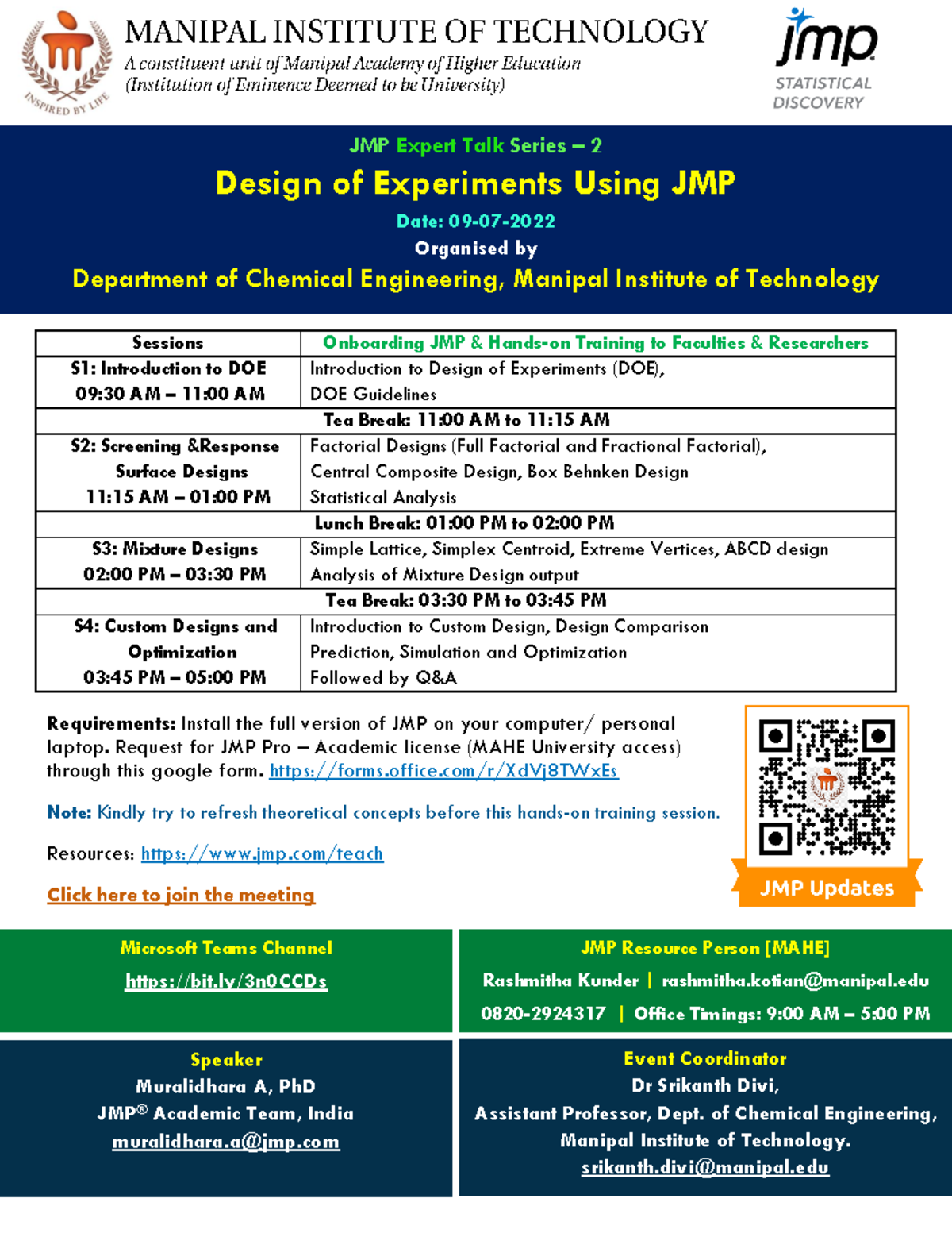 JMP-Expert-Talk-Series-2 for MAHE - Sessions Onboarding JMP & Hands-on ...