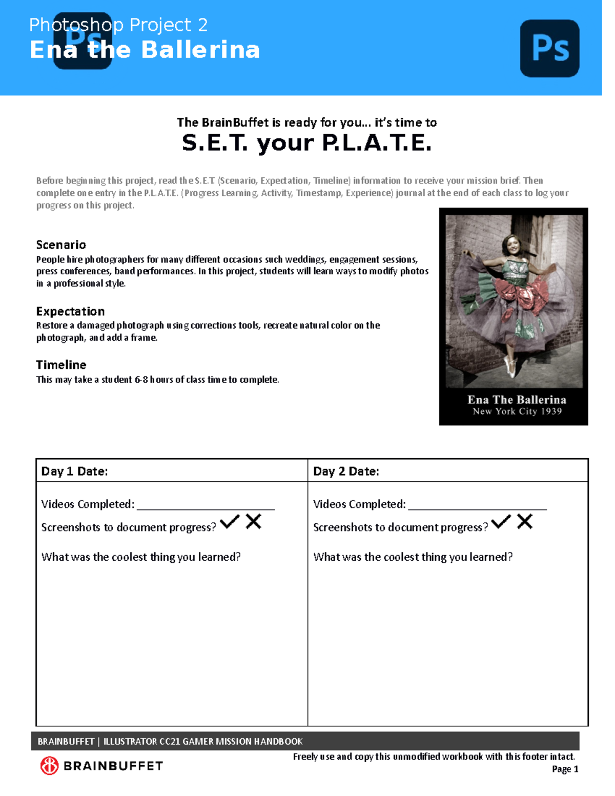 Photoshop CC21 Student Packet - P2 Ena the Ballerina - Name: - Studocu