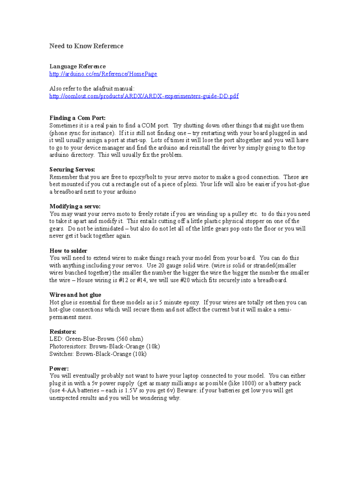 Arduino-notes - Notes - Need to Know Reference Language Reference Also ...