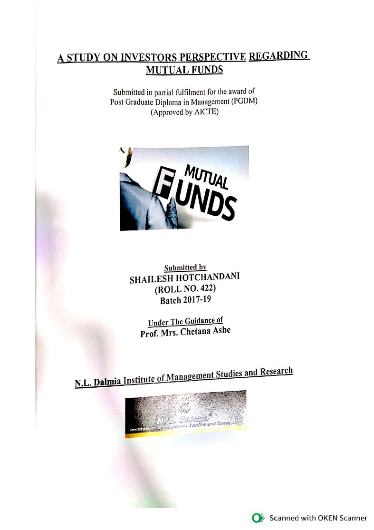 A study of investors perspective regarding mutual funds compressed ...