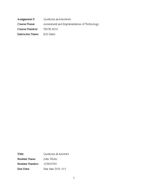 Assignment One Memo Example 1 - APPLE INC Memo To: CTO From: R. Matchim ...