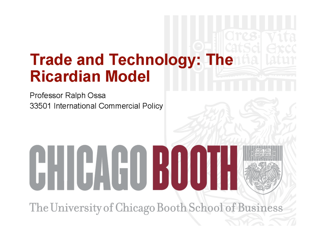 Ossa (Ricardian model) - Trade and Technology: The Ricardian Model ...
