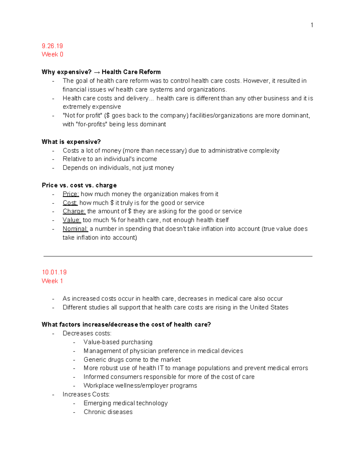 (Pt 1) H 457 Financial Management in Health Care Notes - 9. Week 0 Why ...