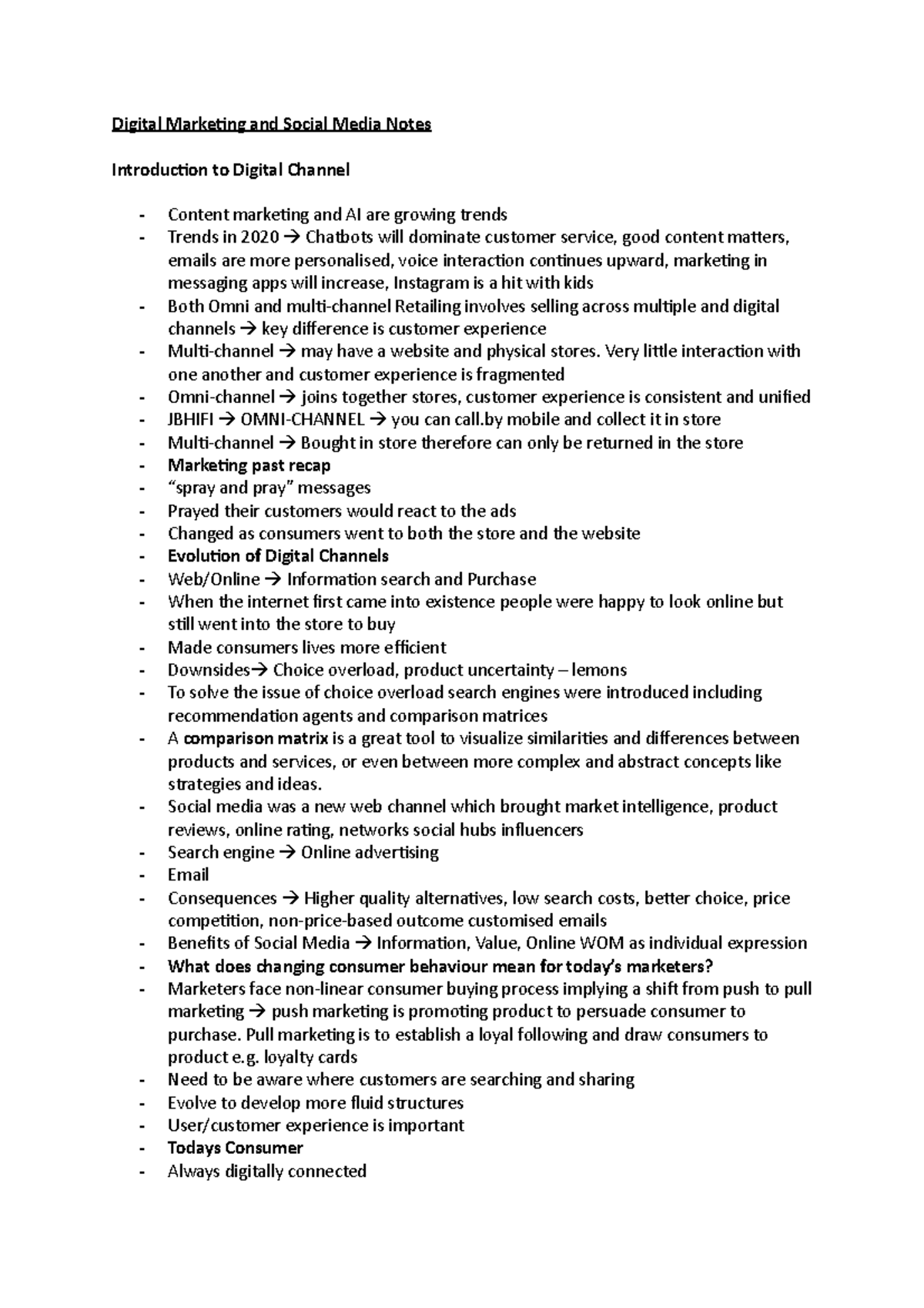 Digital Marketing and Social Media Notes Lecture 1-5 - Digital ...