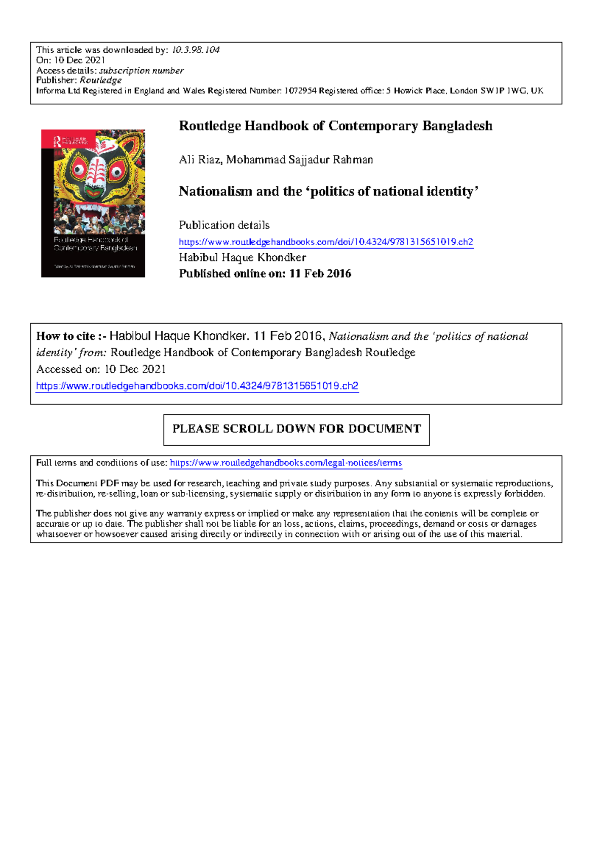 Nationalism 4203 - its a course handout - This article was downloaded ...