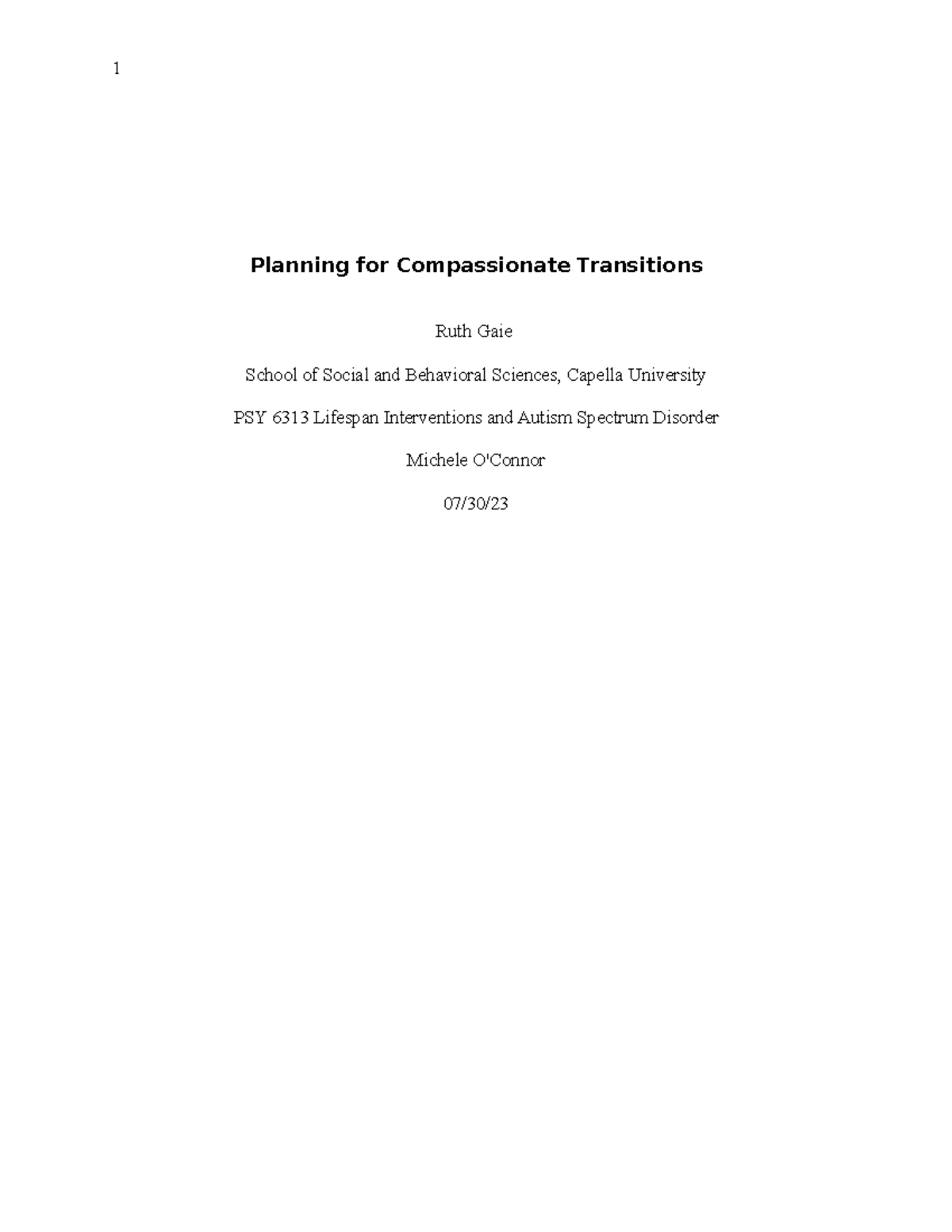 Planning for Compassionate Transitions - Sean has been diagnosed with ...