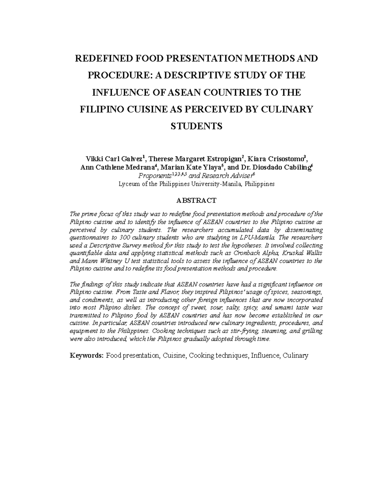 Imrad Research-for-grammarian - REDEFINED FOOD PRESENTATION METHODS AND ...