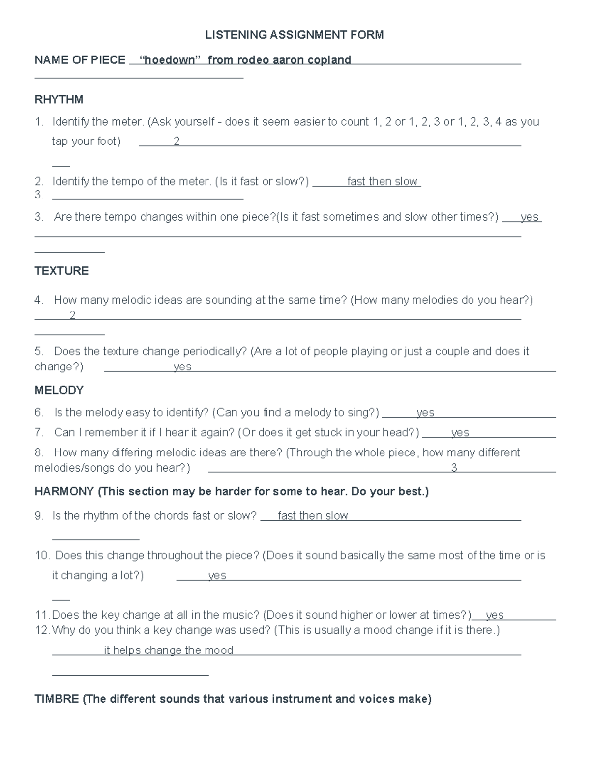 Copy of Listening Assignment FORM - LISTENING ASSIGNMENT FORM NAME OF ...