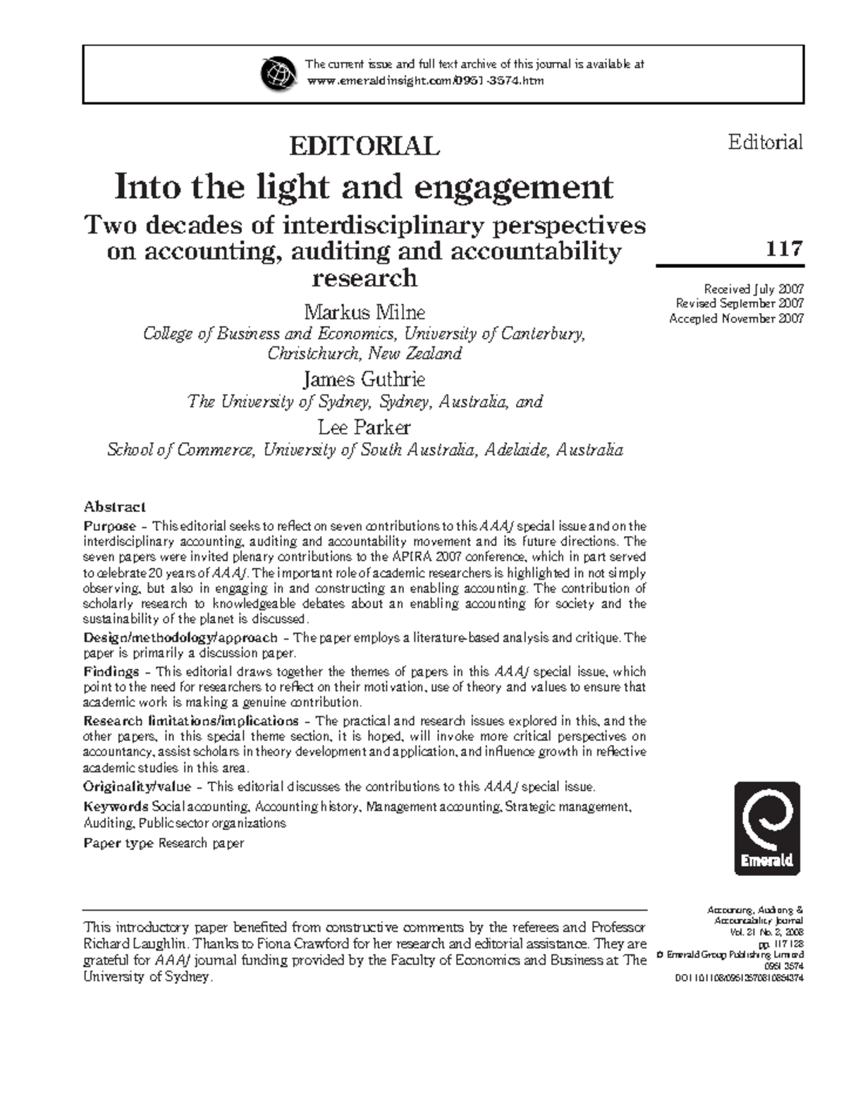 Into the light and engagement - EDITORIAL Into the light and engagement ...