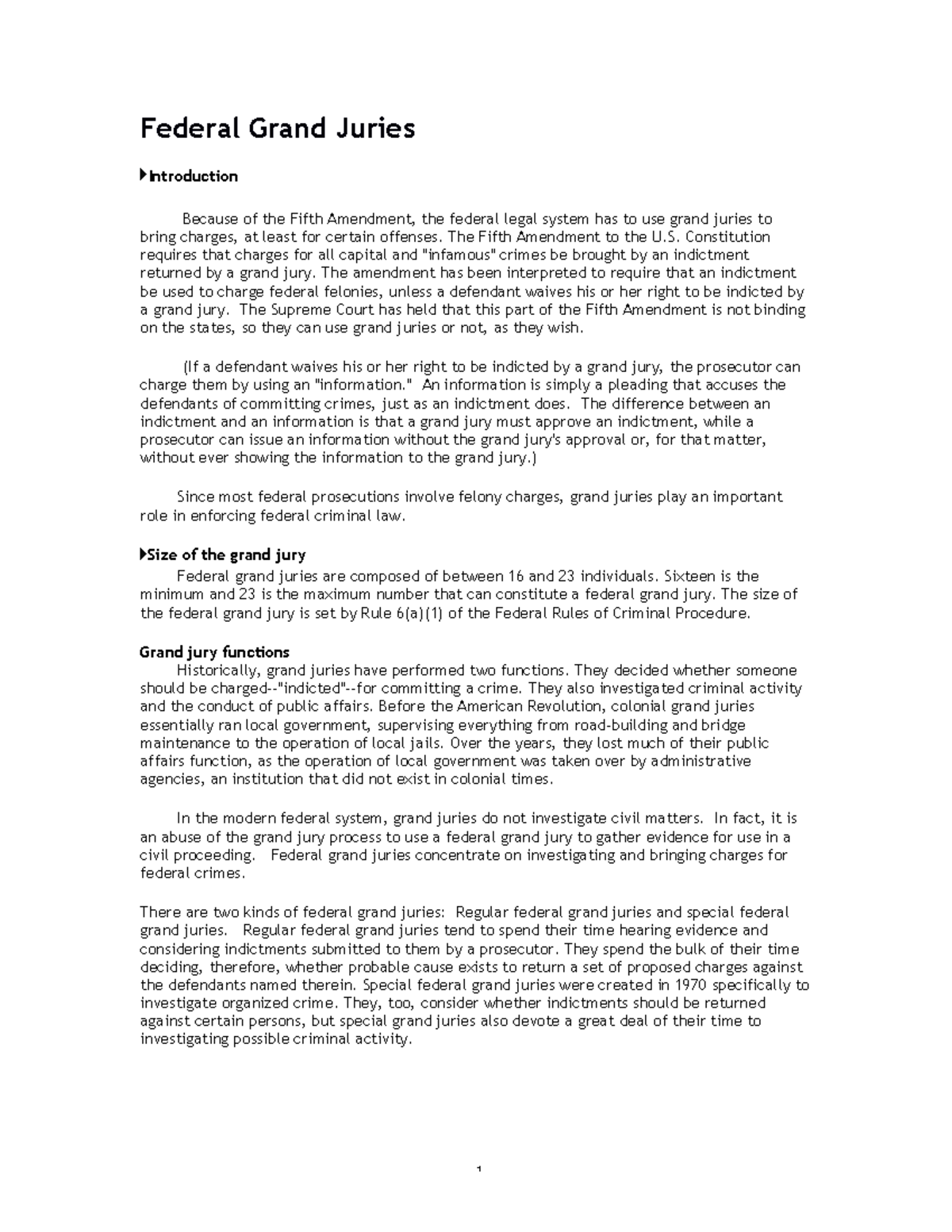 1101 Federal Grand Juries - Federal Grand Juries Introduction Because ...