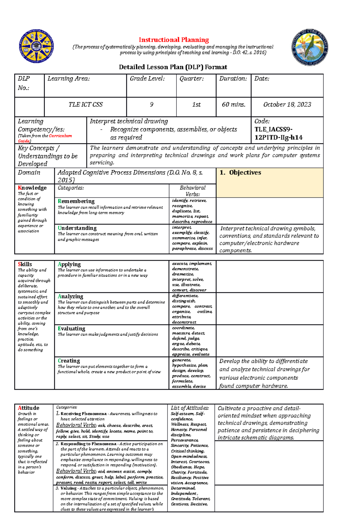 Class observation 1 - Instructional Planning (The process of ...