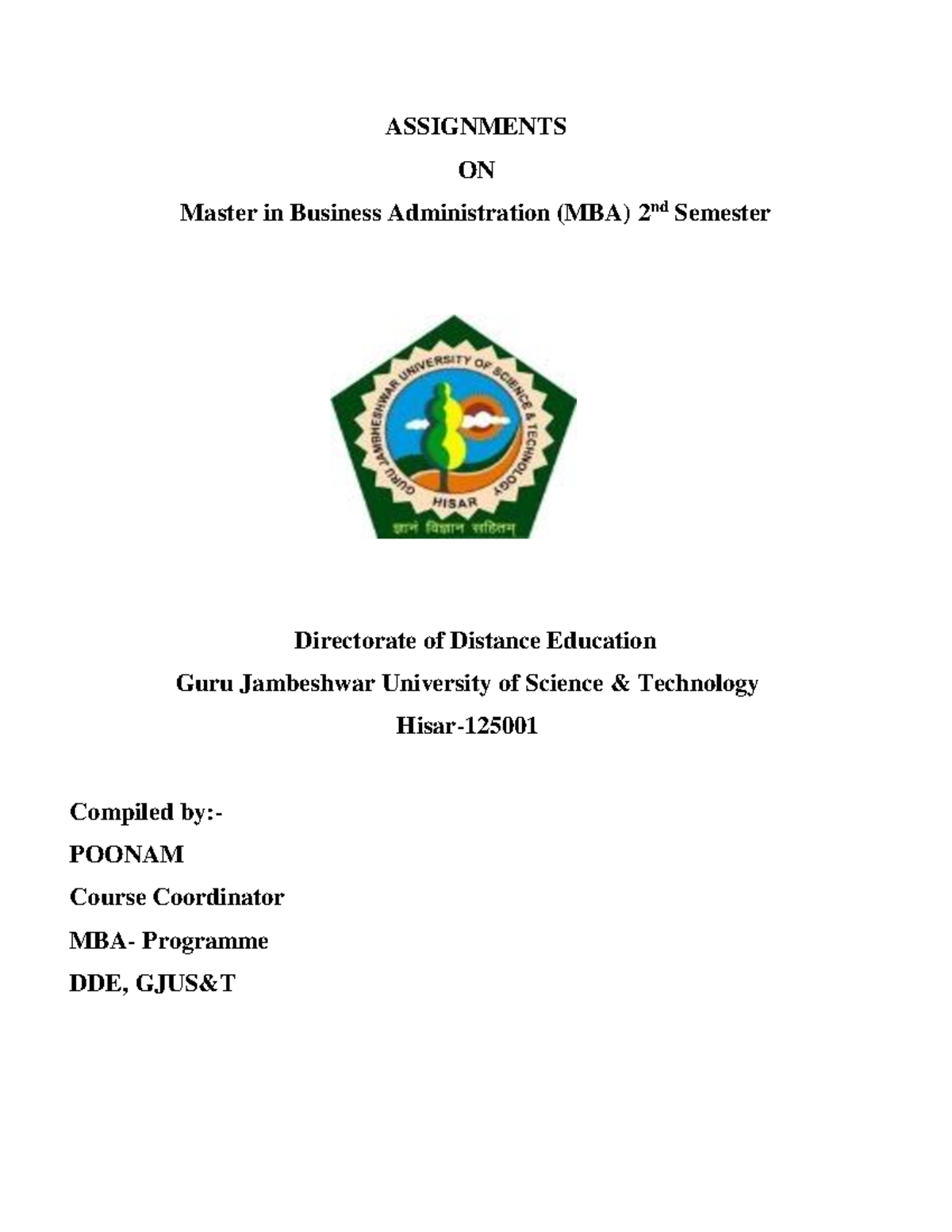 MBA 2nd sem - ASSIGNMENTS ON Master in Business Administration (MBA ...