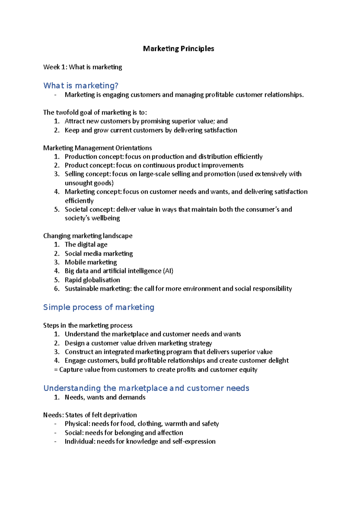 Marketing Principles - Marketing Principles Week 1: What is marketing ...