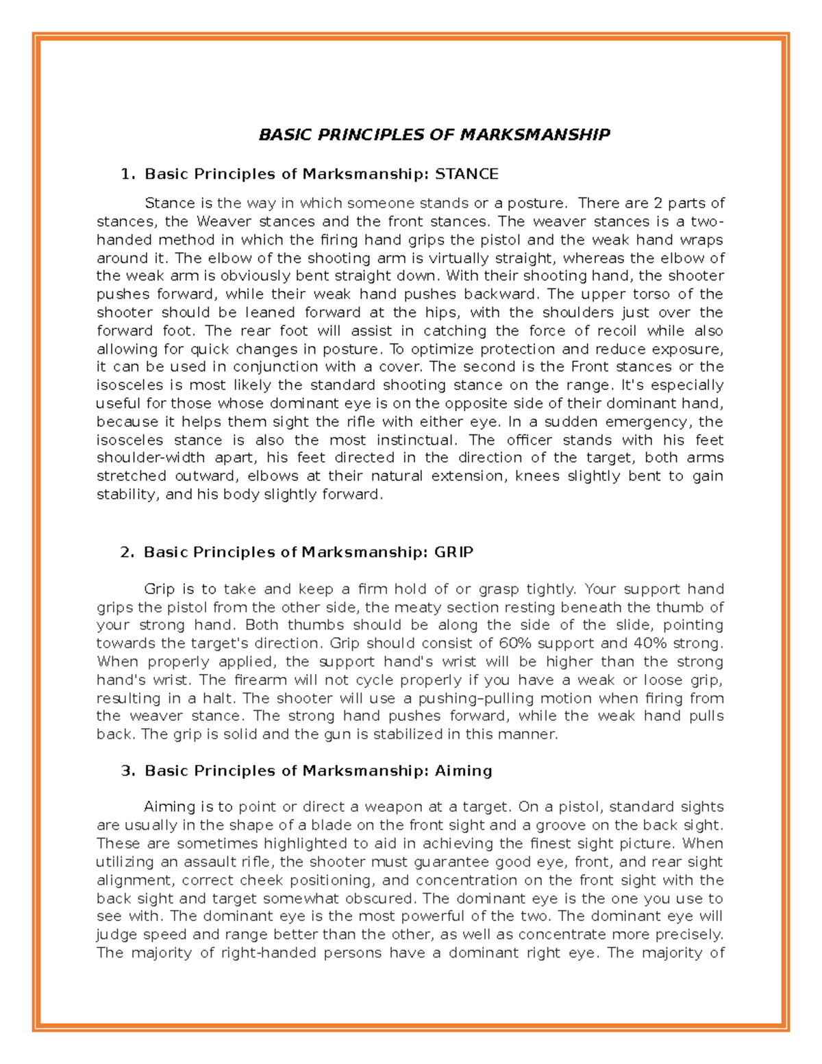Basic Principle of marksmanship dane - BASIC PRINCIPLES OF MARKSMANSHIP ...